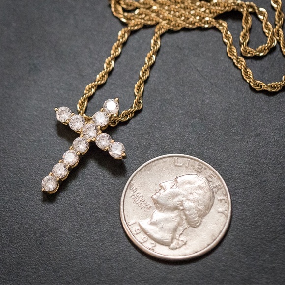 Tsv Jewelers | Jewelry | 4k Gold Lab Diamond Micro Cross Necklace ...